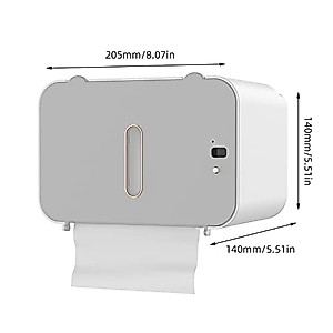 Automatic Touchless Toilet Paper Dispenser, Household Intelligent Induction Punch-Free Toilet Paper Holder Dispenser Wall Mount Paper Towel Dispenser for Kitchen, Bathroom, Toliet (Grey)