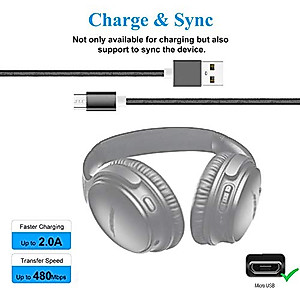 Akingdleo Replacement USB Charging Cable for Bose QC35 QuietComfort 35 Wireless Headphones II/SoundLink Around-Ear Wireless Headphones II (5ft Black)