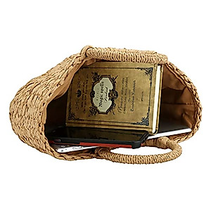 Gets Women Straw Bag, Hand-woven Rattan Tote Clutch Handle Bag Retro Summer Beach Tote Bags Wicker Bags