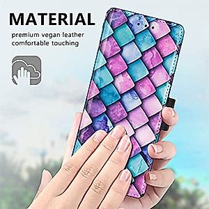 Bizzib for Samsung Galaxy Z Fold 3 Case Magnetic Closure, Wallet Case with Card Slots Light Hard PC+Leather Drop Protection Shockproof Cover with Stand for Galaxy Z Fold 3 Colored Pattern-Purple