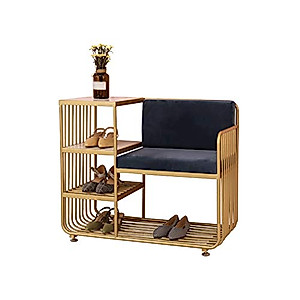 LDCHNH Creative Shoe Bench with 4 Layer Shoe Rack Backrest Chairs Combination Seatable Shoe Cabinet Storage Stool