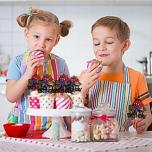 Fine Clutter 24 Packs Cute Cartoon Spiderman Cupcake Topper for Birthday Party Private Party Spiderman Fan Party Decoration Single Sided Shiny Supplies