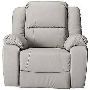 Great Deal Furniture Teresa Classic Tufted Leather Swivel Recliner, Light Grey