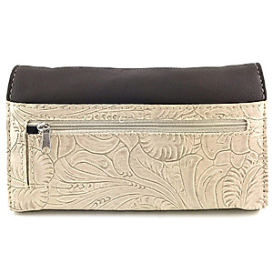 Zelris Turquoise Concho Floral Women Crossbody Trifold Wallet (Turquoise)