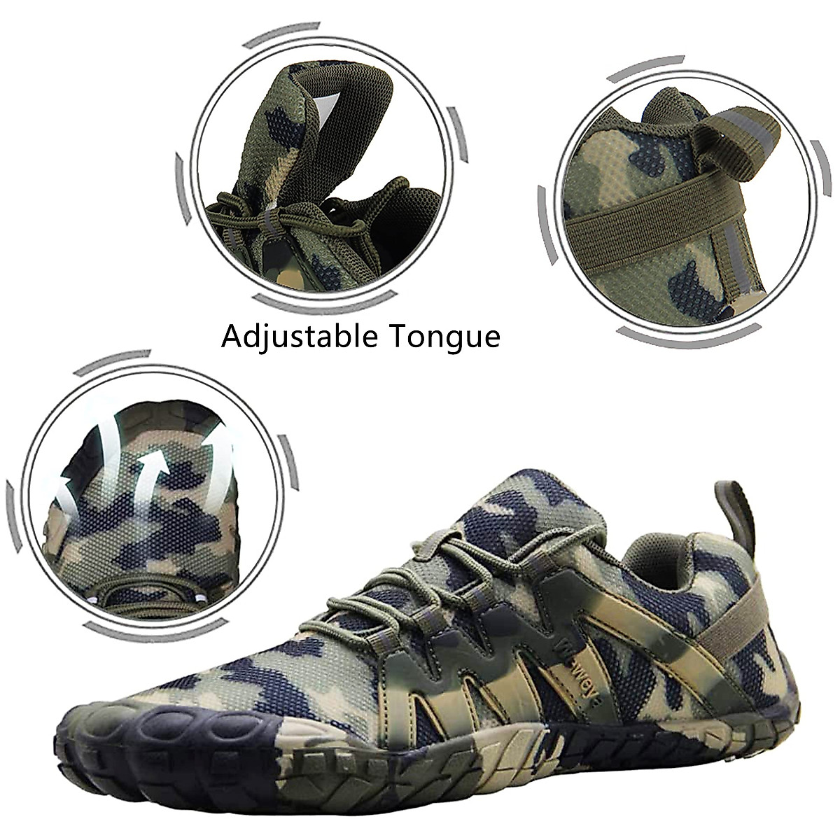 Barefoot Shoes Men Workout Running Cross Training Five Fingers Minimalist Running Zero Drop Wide Width Toe Box Trail Runners Camouflage Shoe Size 10 Camo Green