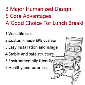 HERMJ Rocking Chair Cushion Non Slip Glider Rocker Seat Pad and Back Rest Durable Fabric Superior Comfort Softness for Indoor Outdoor Home Life Recliner 2 Piece Set,17"x17"and Seat Back 21"x17"