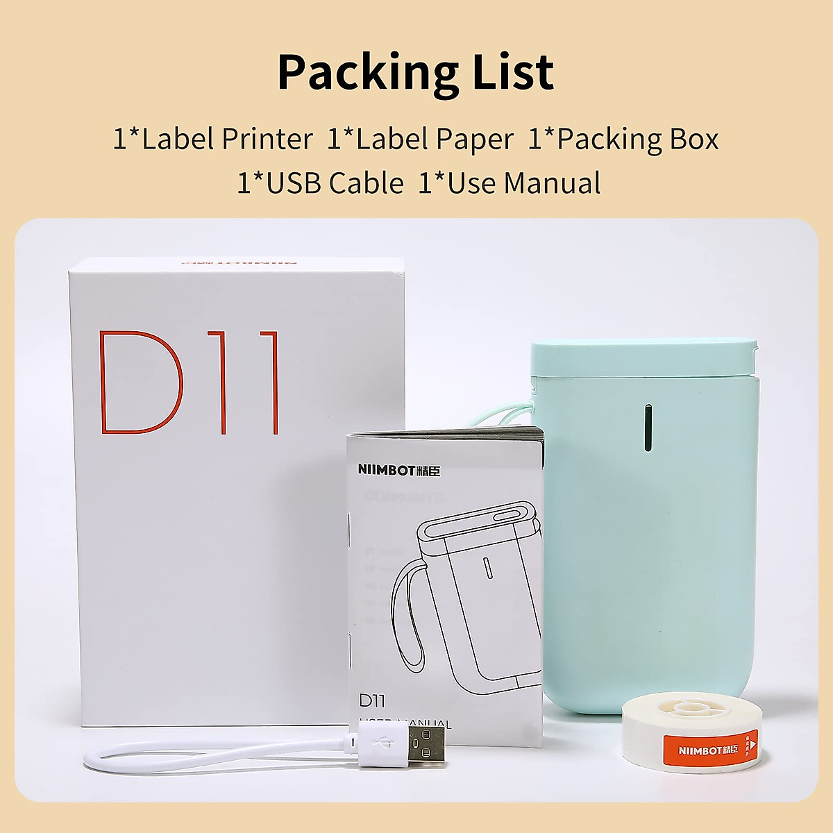 PTJOO Smart Label Maker with Tape, D11 Thermal Label Printer Wireless Bluetooth Sticker Printer Inkless Label Makers Machine with Rich Templates Symbols Fonts for Home Office Organization (Blue)