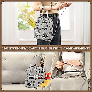 MCHIVER Racoon Paws Yarn Storage Bag Portable Crochet Bag Organizer with Handle Knitting Yarn Bags for Knitting Crochet Supplies 8.3 * 11 in