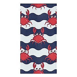 Big buy store Red Crab Kitchen Dish Towels, Soft Lightweight Microfiber Absorbent Hand Towel Blue Chevron Zig Zag Tea Towel for Kitchen Bathroom 18x28in