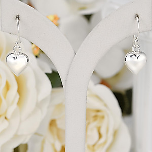AeraVida Full of Love Gleaming Heart Sterling Silver 925 Dangle Earrings
