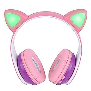 Singing Machine SMK302PP Kids Bluetooth, Wireless Cat Headphones, Pink