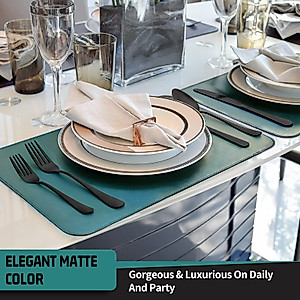 Hiware Matte Black Silverware Set with Serving Utensils for 8, Food Grade Stainless Steel Flatware Cutlery Set for Home and Restaurant, Fork Spoon Knife Set, Hand Wash Recommended