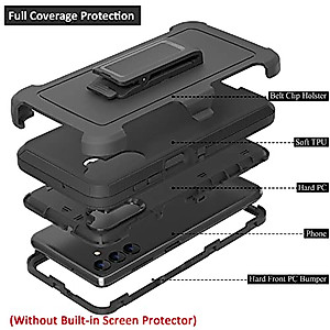 Compatible with Samsung Galaxy A13 5G Case(NOT for A13 4G), with Belt Clip Holster Heavy Duty Rugged Shockproof Full Body Protection Kickstand Phone case for Samsung Galaxy A13 5G (Black)