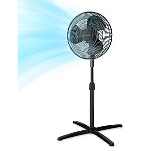 PELONIS Fan Portable 16 Inch Pedestal Fan| 3-Speed| 90° Oscillation| Adjustable Height| Standing Floor Fan for living room, bedroom, kitchen, and home office| Black, PFS40M2ABB