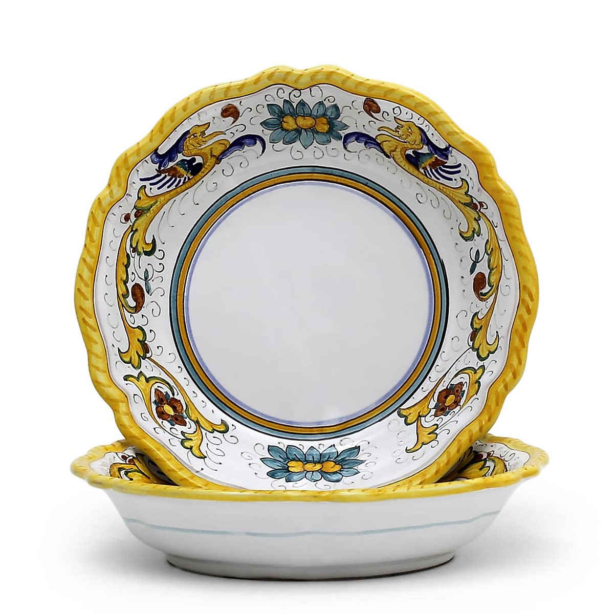 RAFFAELLESCO CLASSICO: Pasta Soup rimmed bowl fluted rims [0002CP-RAF] - Authentic hand painted in Deruta, Italy. Original design. Shipped from the USA with Certificate of Authenticity.