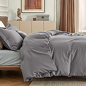 Bedsure Grey Duvet Cover Queen Size - Soft Brushed Microfiber Duvet Cover for Kids with Zipper Closure, 3 Pieces, Include 1 Duvet Cover (90"x90") & 2 Pillow Shams, NO Comforter