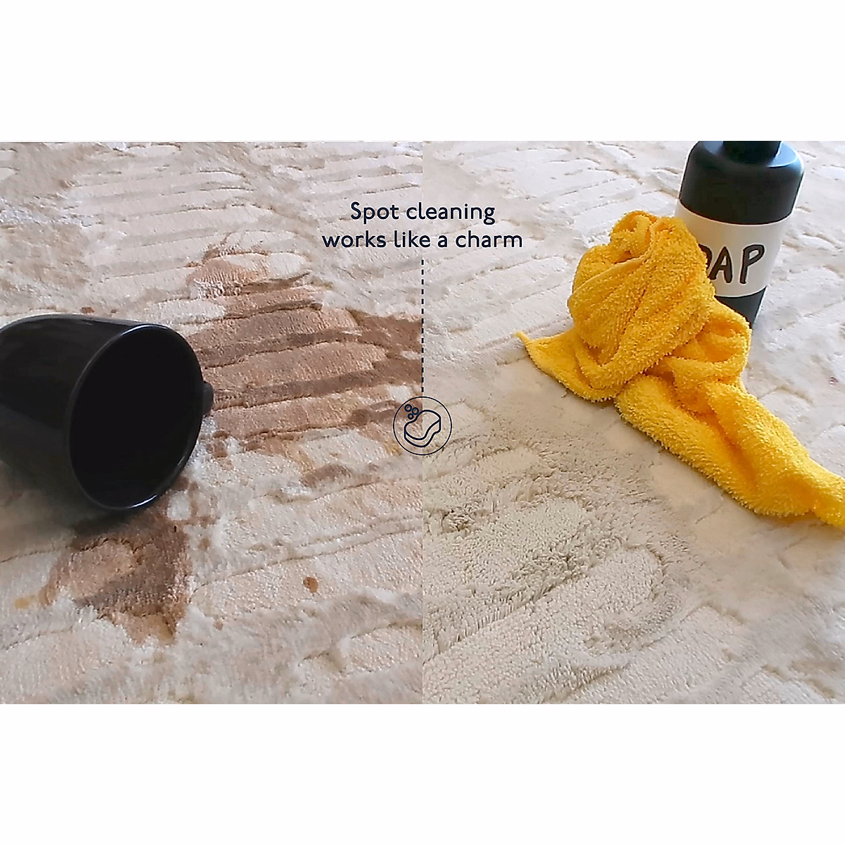 Revival Rugs Shell 5'3"x7'10" Washable Area Rug for Living Room Bedroom - 100% Recycled Oeko-TEX Certified, Medium Pile, Green