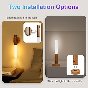 EGARNGY Motion Sensor Night Lights Indoor with Powerful Magnetic, 3 Colors/Acrylic Bubble Crystal Wall Sconce, Rechargeable Battery LED Wall Lights for Hallway/Stairway/Bedroom/Bathroom (1Pcs)