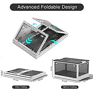 Collapsible Storage Bin with Lids, 54L Stackable Storage Container with 4 Wheels, Closet Organizers and Storage for Clothes, Clothing Storage with Secure Latching Lid, Foldable Storage Box, White