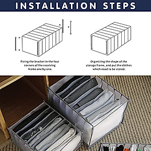 Wardrobe Clothes Organizer Clothes Storage Baskets for Jeans, Gym Clothes, Dacall 7 Grids Compartment Storage Box Closet, Folding Drawer Mesh Separation Organizer, Portable, Washable, S