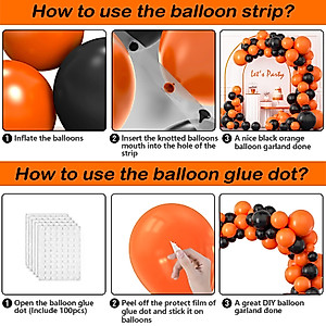 YAOWKY Black Orange Balloon Garland Arch kit,115Pcs 18 12 10 5 Inch Matte Black Orange Latex Balloons for Halloween Celebration Trick or Treat Party Spooky Ghost Party Bar Anniversary Decoration