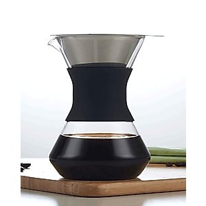 Pour Over Coffee Maker with Dripper Filter 34 Ounce/ 1000ml Glass Coffee Brewer