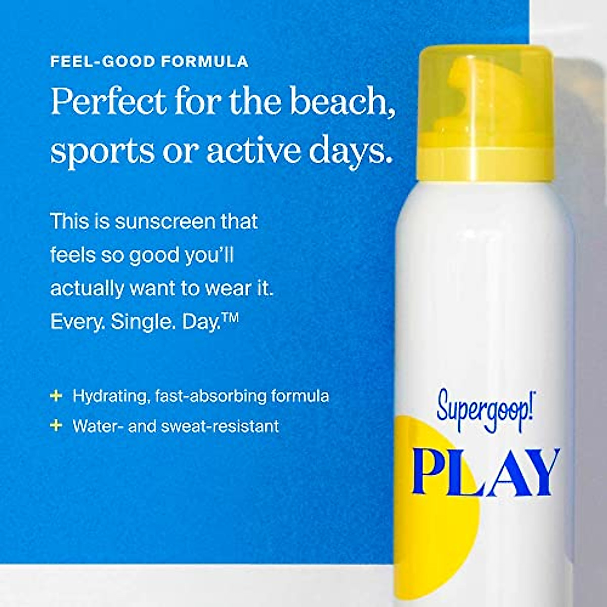 Supergoop! PLAY Body Mousse SPF 50 with Blue Sea Kale - 3 oz - Reef-Friendly, Broad Spectrum Whipped Sunscreen for Sensitive Skin - Fun to Apply - Great for Active Days