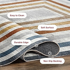 nuLOOM Alienor Geometric 5x8 Machine Washable Area Rug for Living Room Bedroom Dining Room Kitchen, Multicolor/Ivory