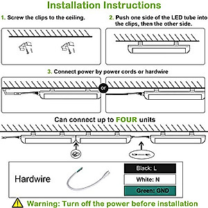 hykolity 4FT LED Shop Light, V Shape Integrated T8 LED Tube Light, 5200LM, 40W, 6500K Super Bright White,high Output Linkable Shop Lights W/Built-in ON/Off Switch for Warehouse, ETL, 10 Pack