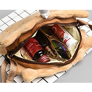 QZUnique Crossbody Bags Biscuit Shoulder Bag Plush Handbags Cute Cartoon Purse Warm Messenger Bags for Women