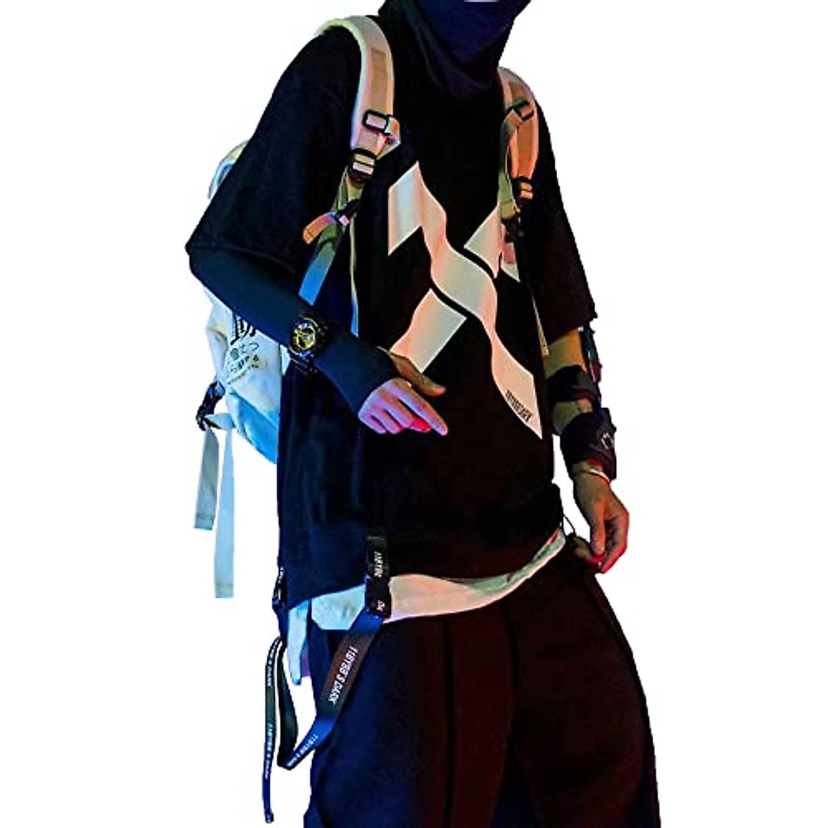 XYXIONGMAO Cyberpunk Shirt Techwear Shirts Streetwear Men Tactical Japanese Hip Hop Anime Mens Graphic Gothic (Black,XL)