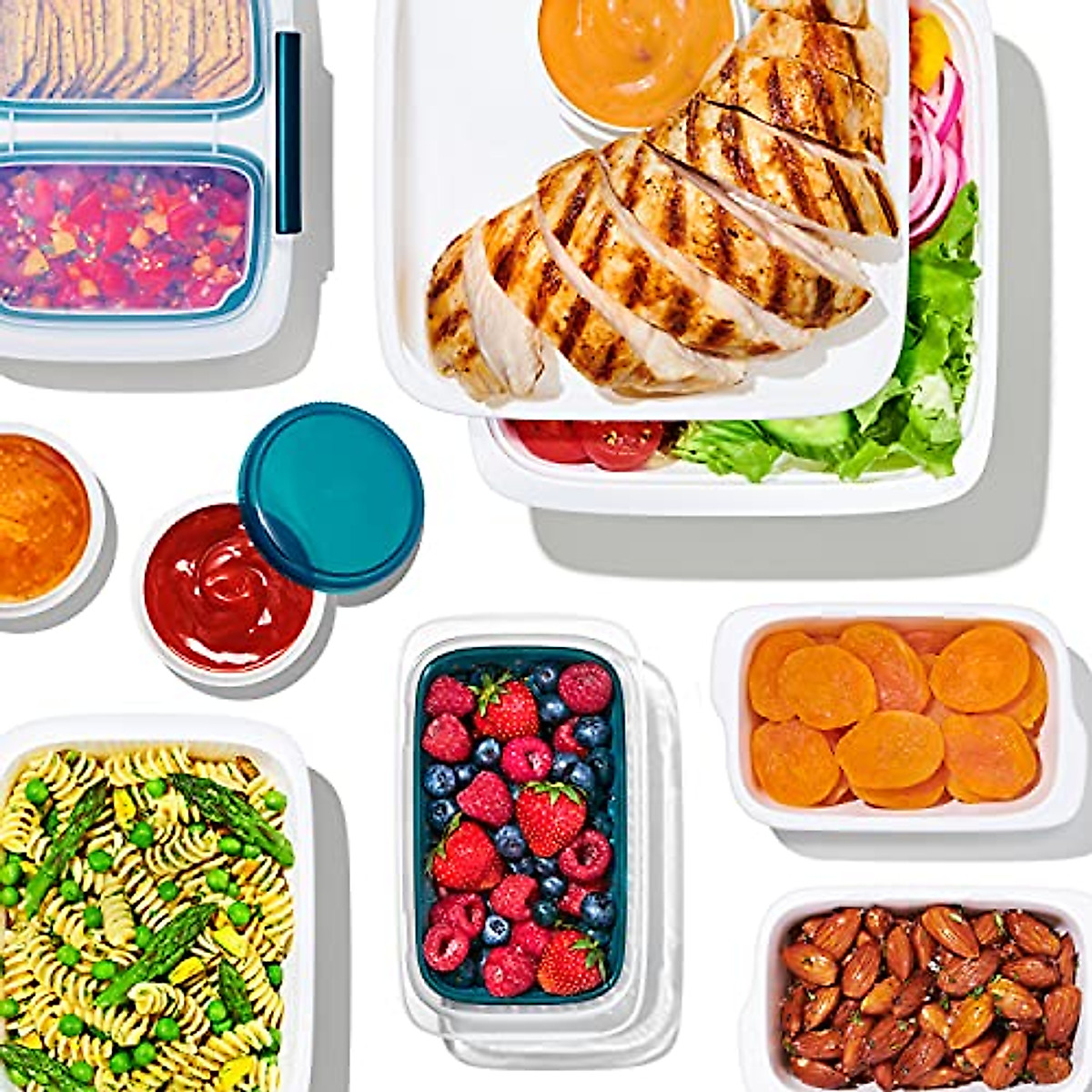 OXO Good Grips Prep & Go 20 Piece Set | Leakproof Food Storage | Ideal for leftovers, meal prep and work lunches | BPA Free | Microwave Safe | Dishwasher Safe | Freezer Safe | Odor and Stain Resistant