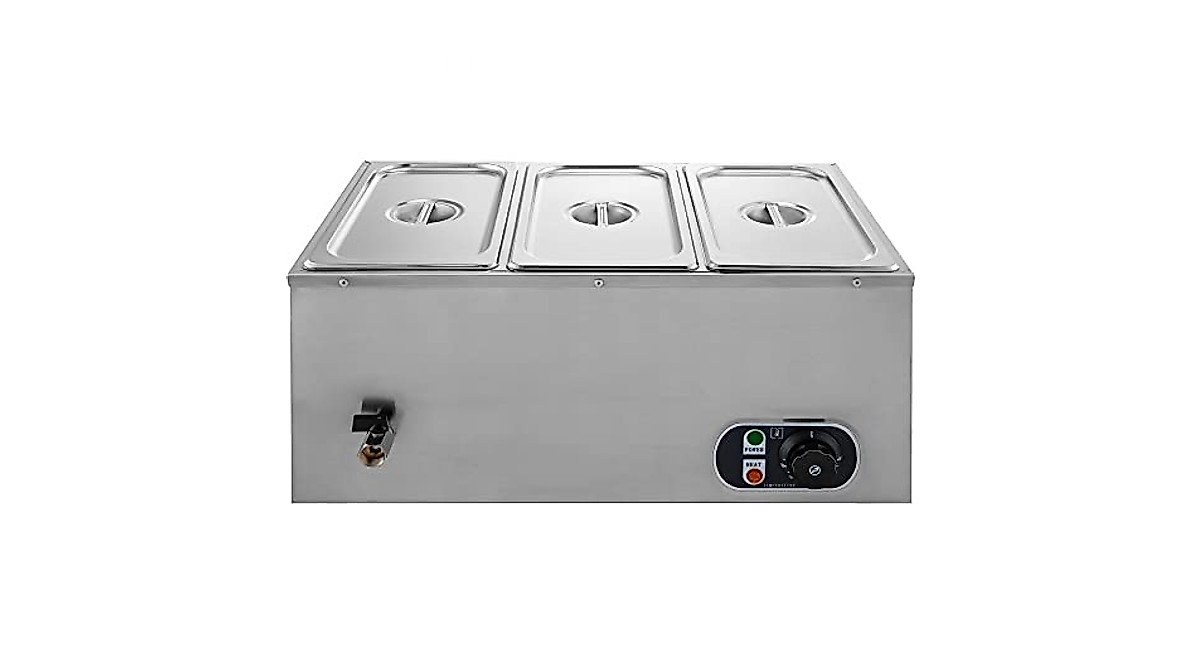 Commercial Food Warmer 110V, 3-Pan Electric Steam Table, Stainless ...