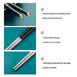5 Pairs Creative Metal Chopstick Chop Sticks，Japanese Korea Reusable Metal Chopsticks for Dishwasher Safe