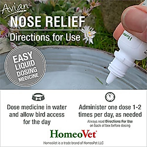 HomeoPet Avian Nose Relief, Sinus Support for Chickens and Pet Birds, 15 Milliliters