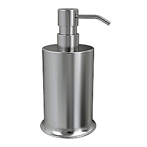nu steel NP6H Newport Collection Liquid Soap & Lotion Dispenser Pump for Bathroom or Kitchen Countertops, Metal Pewter Finish, Brushed Stainless