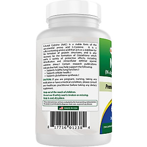 Best Naturals NAC - N Acetyl Cysteine 600 mg 250 Capsules - n Acetyl cysteine - Powerful antioxidant