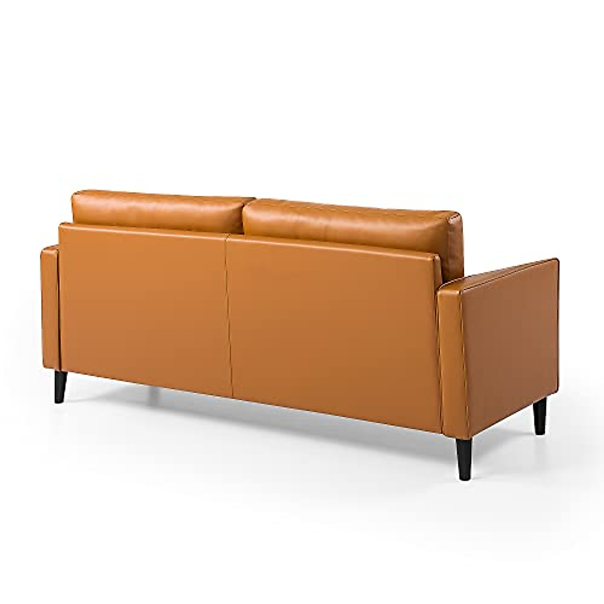 ZINUS Benton Faux Leather Sofa Couch, Easy, Tool-Free Assembly, Cognac