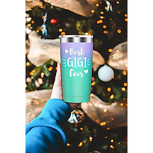 KOOLDRINK Best Gigi Ever-Grandma Gifts from Granddaughter Grandson Mothers Day Birthday Christmas Gifts for Nana,Mimi,Soon to be Gigi,Stainless Steel Insulated Grandmother Mug Cup 20Ounce Multicolor