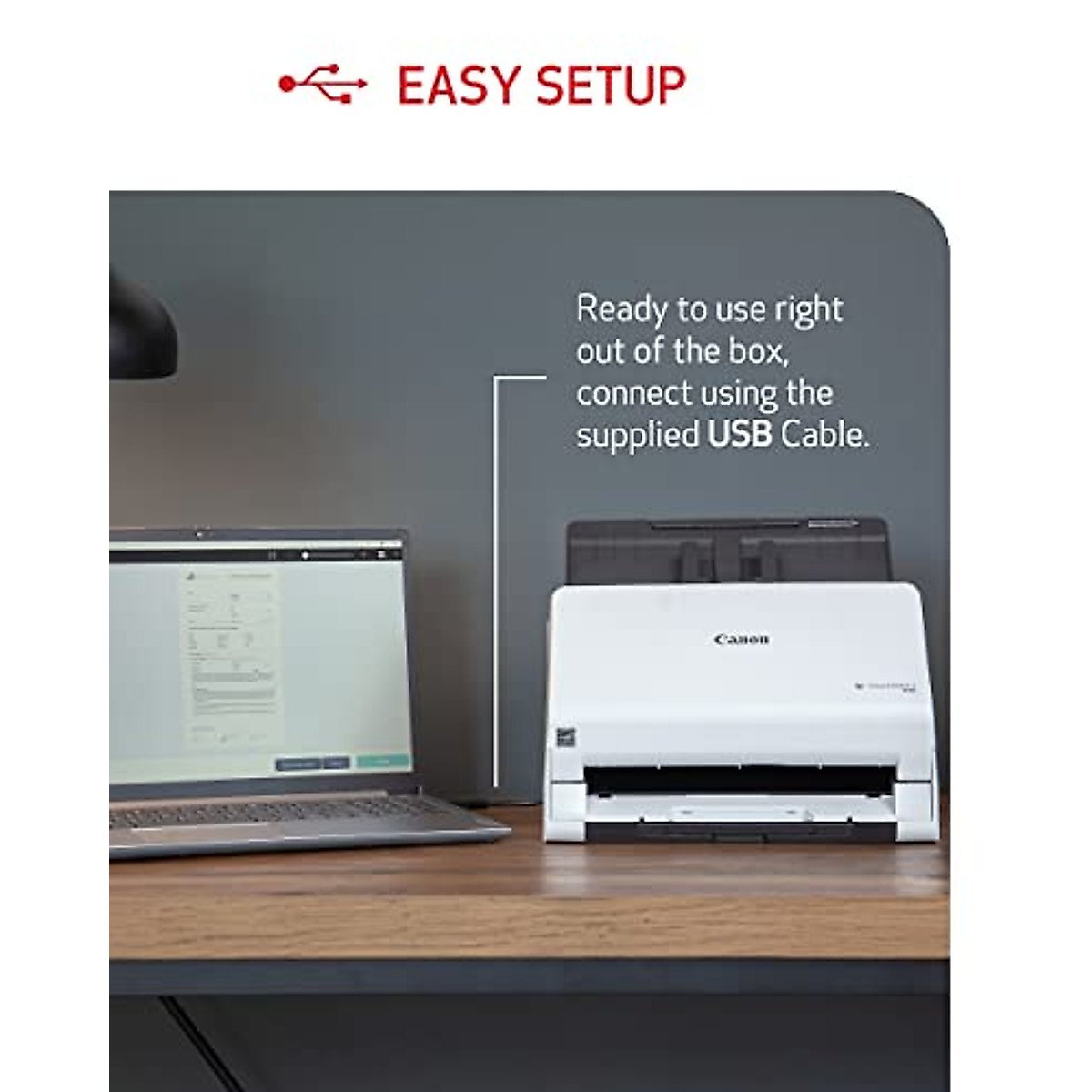 Canon imageFORMULA R30 Office Document Scanner, Auto Document Feeder and Duplex Scanning, Plug-and-Scan Capability, No Software Installation Required