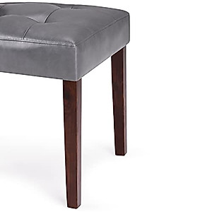 SIMPLIHOME Andover 19 Inch Contemporary Parson Dining Chair (Set of 2) in Stone Grey Vegan Faux Leather, For the Dining Room