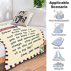 SIMIEEK Custom Blanket for Mom Personalized to My Mom from Daughter Son Letter Throw Blanket for Couch Bed Sofa, Mothers Day Birthday Gifts