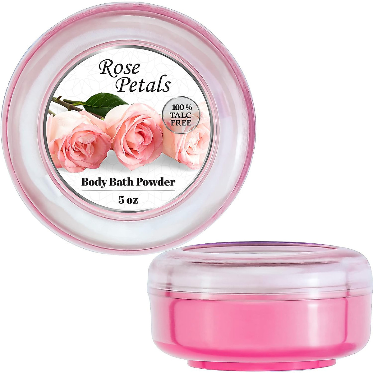 R-NEU Dusting Powder for Women with Powder Puff, 100% Talc-Free, Elegant Rose Petals Scented Body Powder, After Bath for Soft Skin, Extra Large, 1 Pack (5oz)