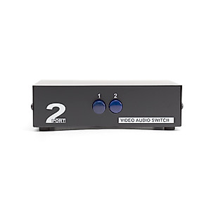 THE CIMPLE CO 2 Way AV Switch - 2 Input 1 Output RCA Selector Switch for Composite Audio and Video - Switcher Box - Includes RCA Composite Cable (Black)