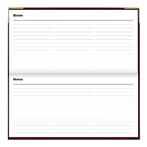 Letts of London Classic Weekly/Monthly Planner, 12 Months, January to December, 2024, Appointments, Gold Corners, Horizontal, Slim Size, 6.625" x 3.25", Burgundy (C32SBY-24)