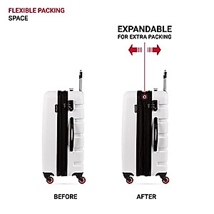 SwissGear 7366 Hardside Expandable Luggage with Spinner Wheels, White, Checked-Medium 23-Inch