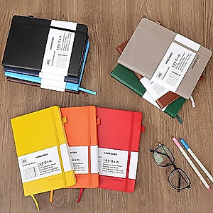 HOMEBOBO Journals for Writing, A5 Leather Dotted Notebook with 160 Pages, 100 Gms College Dot Grid Journal with Thick Paper, Hardcover with Inner Pocket & Pen Holder, Blue