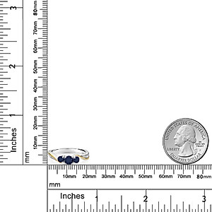 925 Sterling Silver and 10K Yellow Gold Blue Sapphire and White Lab Grown Diamond 3 Stone Engagement Ring For Women (0.68 Cttw, Gemstone September Birthstone, Available In Size 5, 6, 7, 8, 9)