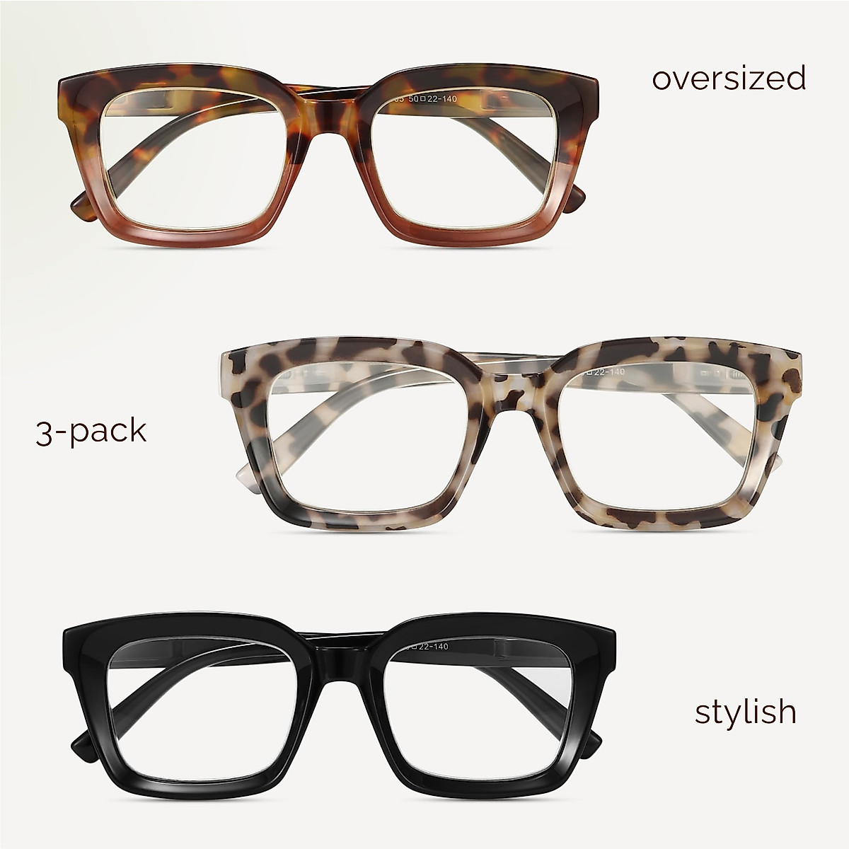 miyya Oprah Style Reading Glasses for Women, Cheaters Eyeglasses, Oversized Blue Light Readers, Fashion Eye Glasses