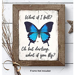 Butterfly Inspirational Quote Wall Art - Rustic Home Decor, Room Decorations for Bedroom, Living Room - Boho Encouragement Gift for Women, Girls, Teens, Best Friend, BFF – Sign Plaque Poster -Unframed